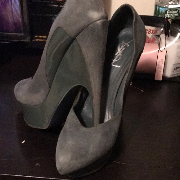 Yves Saint Laurent | Shoes | Ysl Grey Suede Platform | Poshmark
